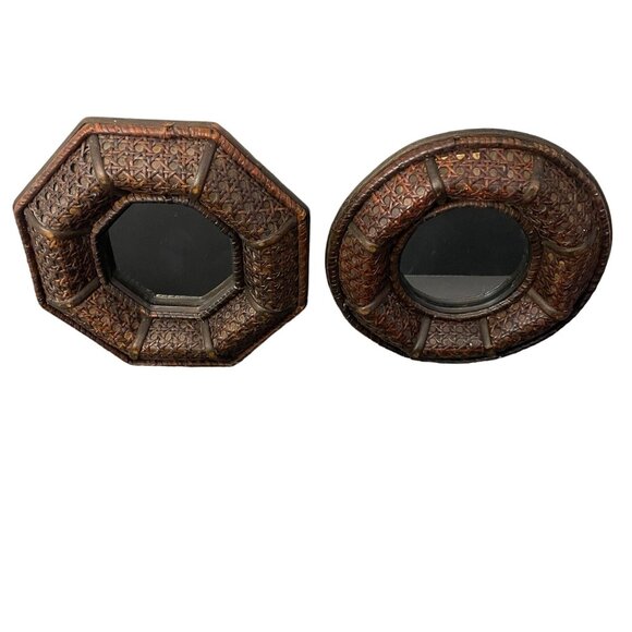 Vintage | Wall Decor | Vintage Rattan Cane Decorative Wall Mirrors Set ...